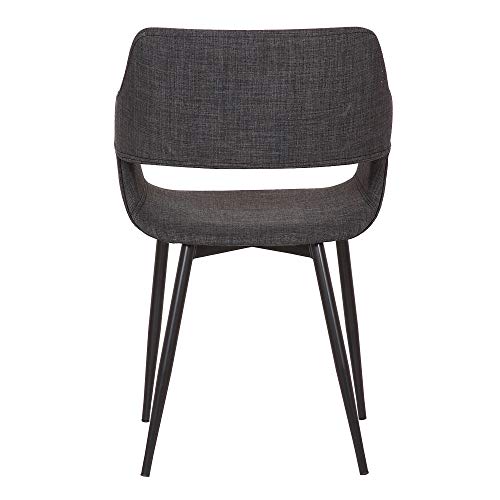 Armen Living Ariana Mid-Century Fabric Dining Room Accent Chair, 18" Height, Charcoal