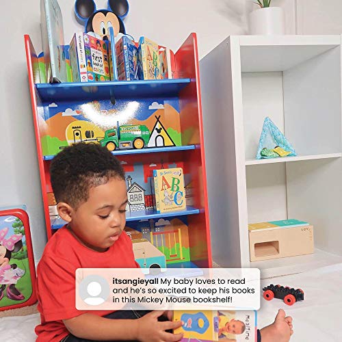 Delta Children Wooden Playhouse 4-Shelf Bookcase for Kids, Mickey Mouse