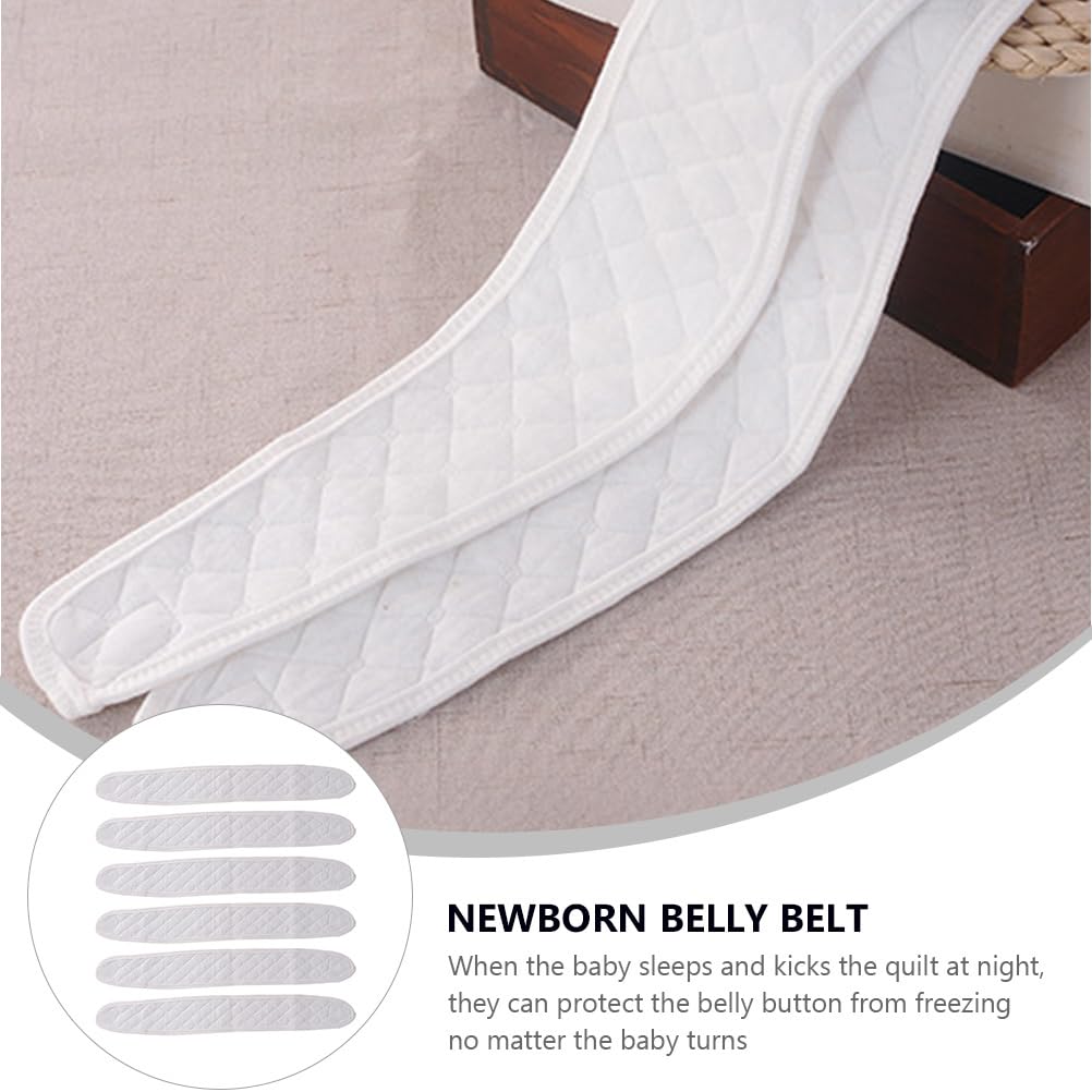 ARTIBETTER 6pcs Cotton Baby Belly Band Infant Umbilical Cord Soft Newborn Navel Belt (White)