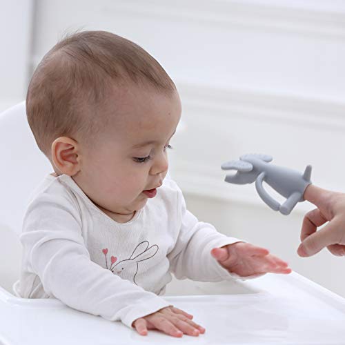 Baby Teether, Pacifier, Food Grade Liquid Silicone Baby Teething Toy, Soft Infant Teether Chew Toy, BPA Free, Multi-Texture Design Cute Elephant Teether, Soft and Sturdy (Gray Elephant)
