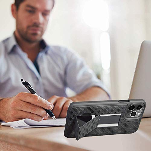 Aduro Combo Case & Holster for iPhone 11 Pro Max, Slim Shell & Swivel Belt Clip Holster, with Built-in Kickstand for Apple iPhone
