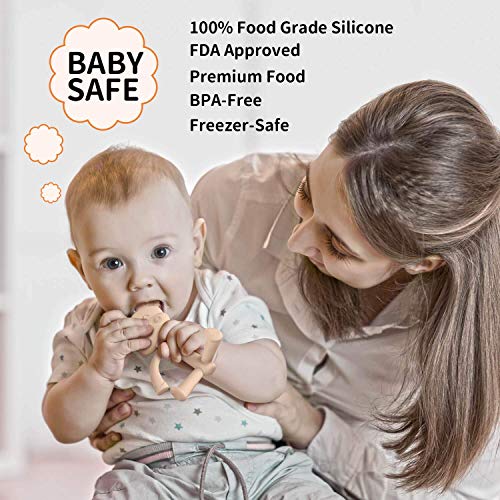 Baby Teething Toy Kids Teether 3 M+, Chewing Toy Made of Soft Food Grade Silicone,3D Supper Cute Attractive Cow Teether,Perfect Size for Baby Hands,BPA-free
