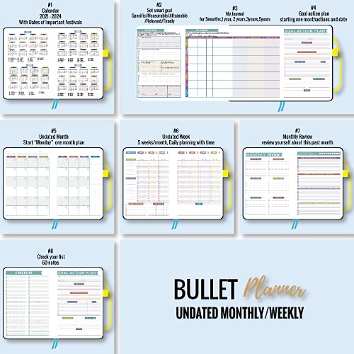 12 Months Undated Planner Daily Weekly And Monthly Hourly Scheduling to Hit Your Goals,8.3 x 5.8" Faux Leather Hardcover, Start Any Time (orange)