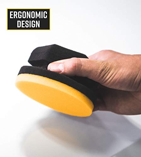 Adam's Yellow Hex Grip Car Wax Foam Applicator - Car Detailing Tool for Waxing Kit Glaze Sealant Liquid Paste Wax Ceramic Coating | Paint & Auto Part Accessories | Car Wash Kit Cleaning Supplies
