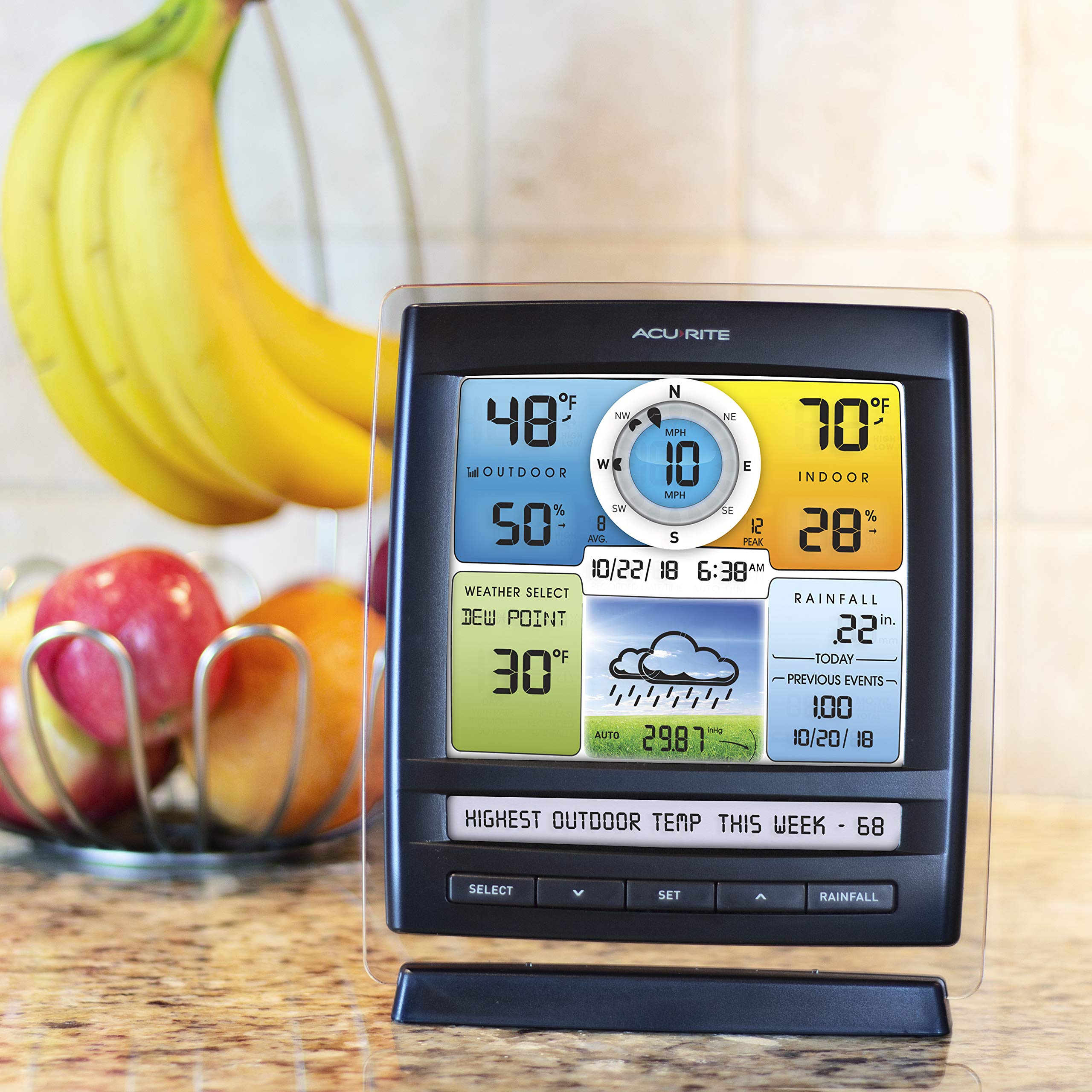 AcuRite Iris 01078 Wireless Weather Station with 2 Displays and 5-in-1 Weather Sensor: Temperature and Humidity Gauge, Rainfall, Wind Speed and Wind Direction