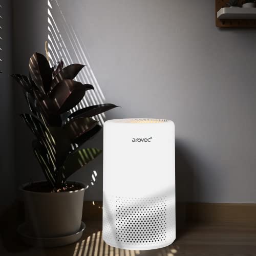 Air Purifiers for Home and Bedroom by AROVEC - True HEPA Air Filter to Eliminate Allergens, Asthma, Smoke, Odours, Pet Smell, Pollen, Mould, Dust, Sleep Mode, Timer, Aropure-200 (White)