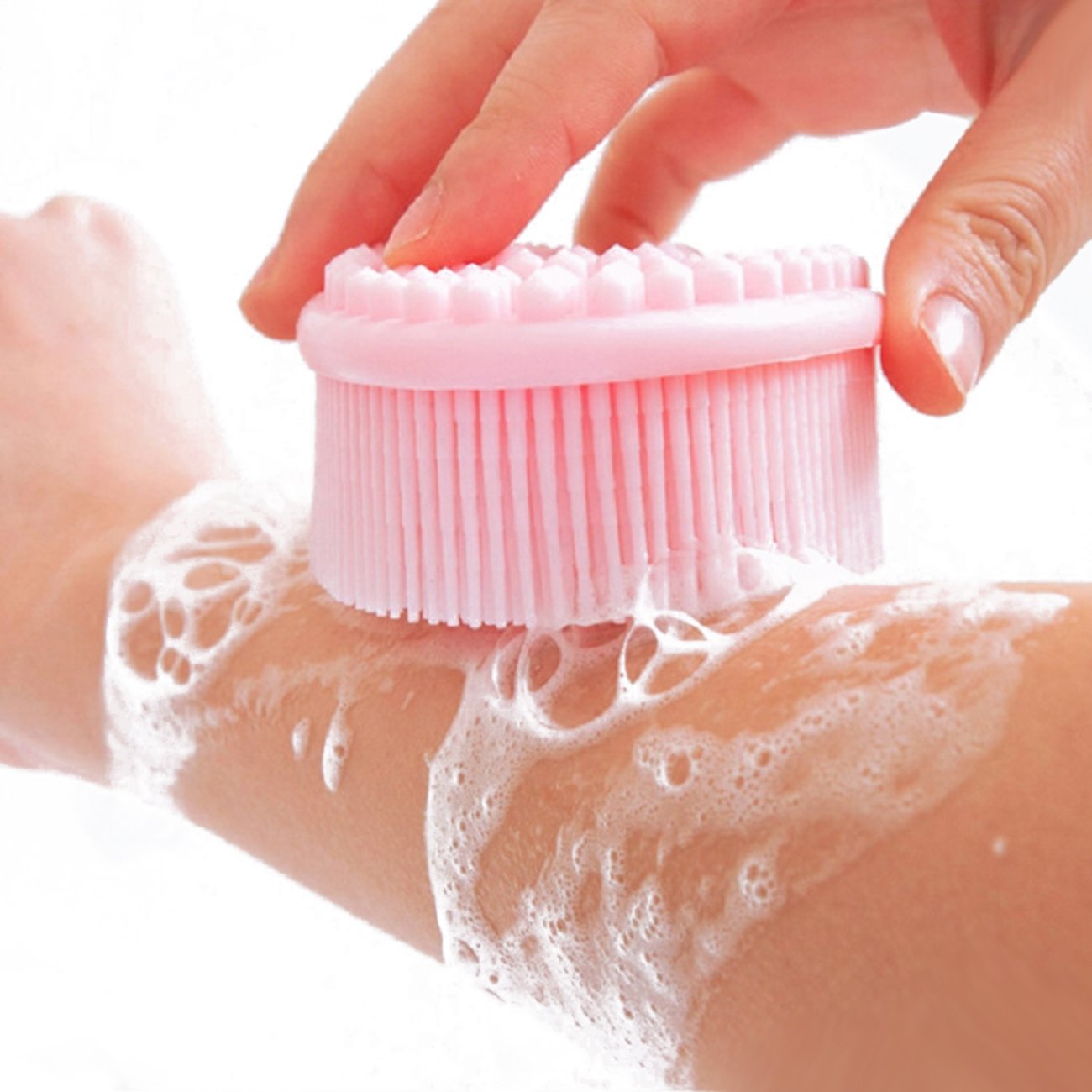 3 Set of Multifunctional Silicone Body Scrubber Loofah Soft and Skin-Friendly-,Easy to Clean,Scalp Massage ,Durable and Hygienic - Suitable for Various People and Pets (1 Count Pink)