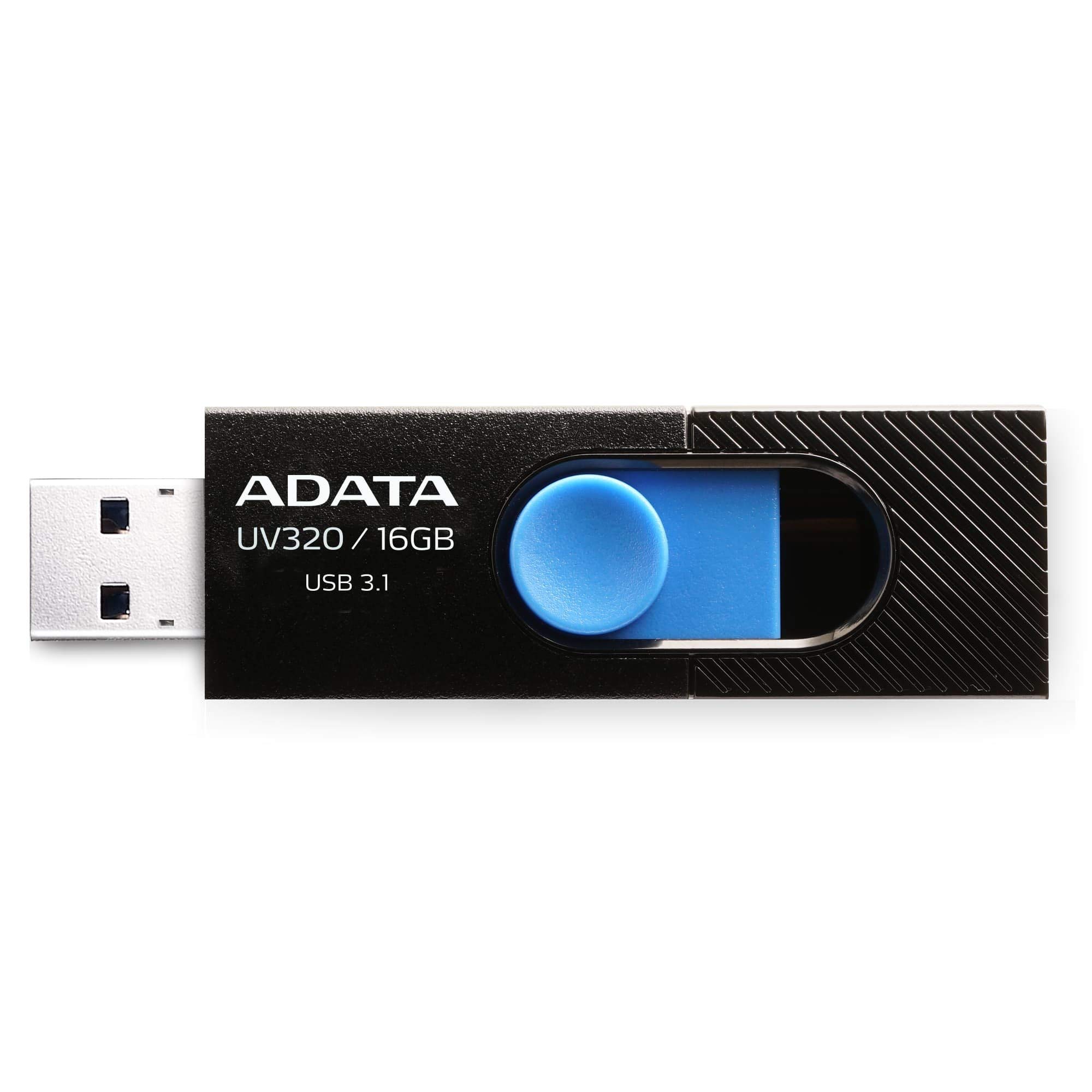 ADATA UV320 USB 3.1 16 GB Quick Slide Capless Flash Drive Black (AUV320-16G-RBKBL)
