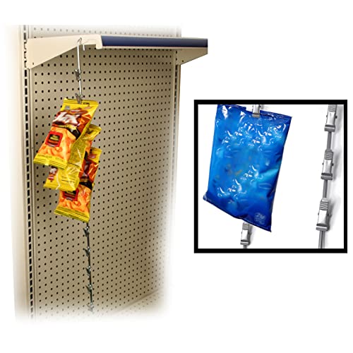 Clip Strip® Brand Metal Merchandise Hangers, 29" L with 12 Clips, Heavy Duty Chip Display, Silver, 2 Pack
