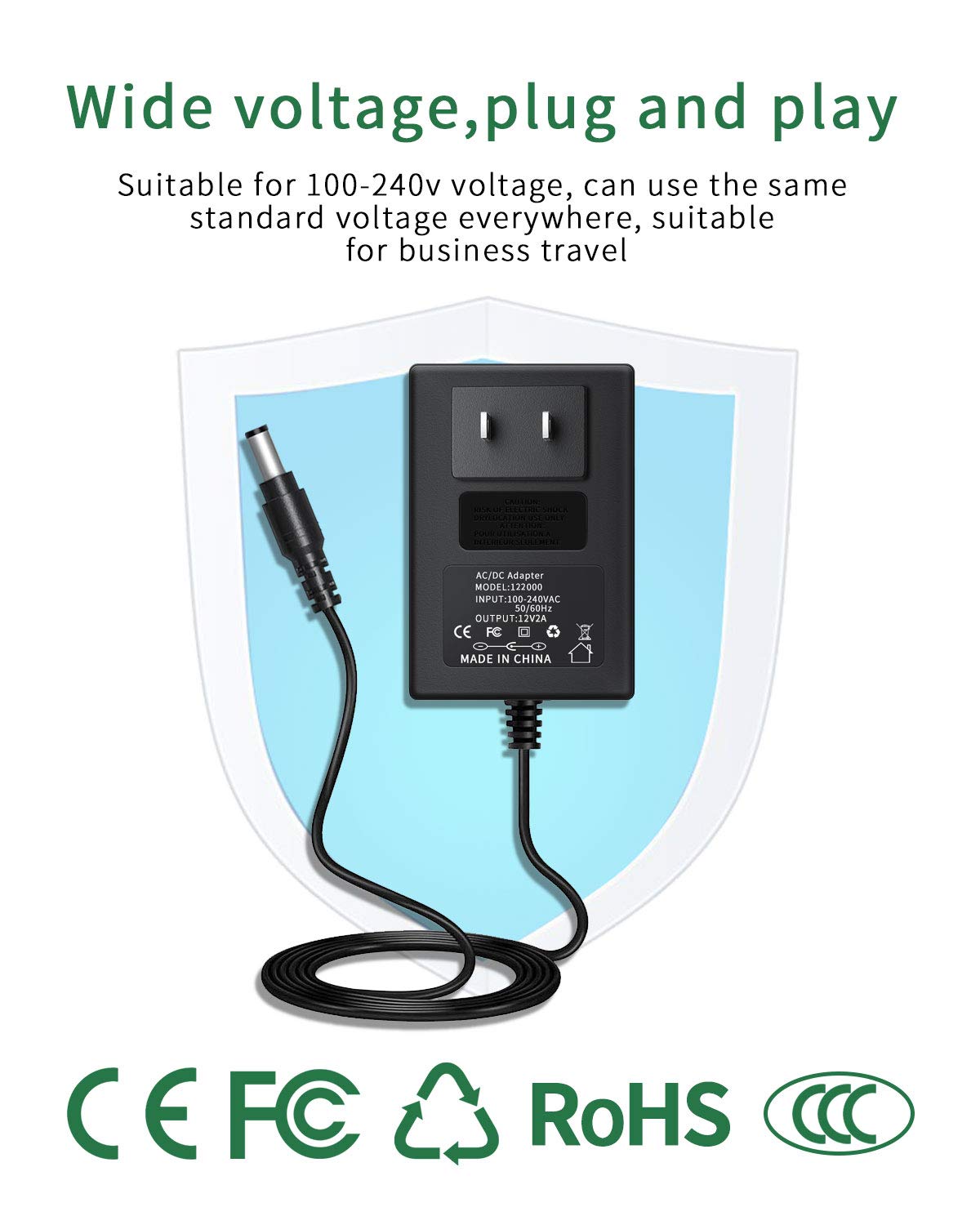 JAINTA 8.2FT 12V AC Adapter Charger Power Cord for Seagate Freeagent & WD Western Digital External Hrad Drive HDD