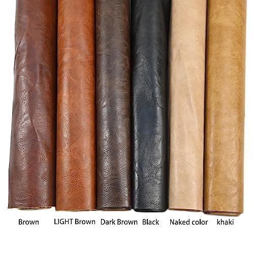 100cm x 140cm (39 x 54 Inch) Soft Leather Fabric - Faux Leather Fabric -1mm Thick for Upholstery - DIY Crafts - Dark Brown Crazy Horse Distress