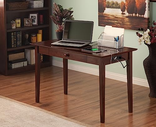 AFI, AH12114, Shaker Desk with Drawer and Charging Station, Walnut