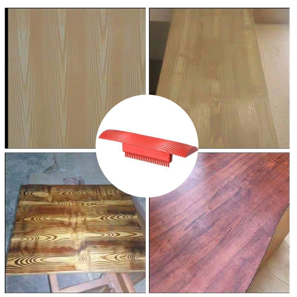 4 Pieces Wood Graining Tool,Wood Grain Tool, Rubber Wood Pattern Graining Knurling Tool On All Surfaces