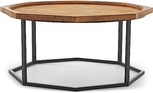 Amazon Brand – Stone & Beam Aire Rustic Octagonal Fir Wood Coffee Table, 39.5"W, Black & Natural