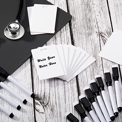 24 Packs Pocket Sized Erasable Notepad Badge Accessory 12 Pieces Mini Whiteboard Clipboard Hangs with Badge Mini Whiteboard Small Dry Erase Board with 12 Pieces Dry Erase Marker for Office School