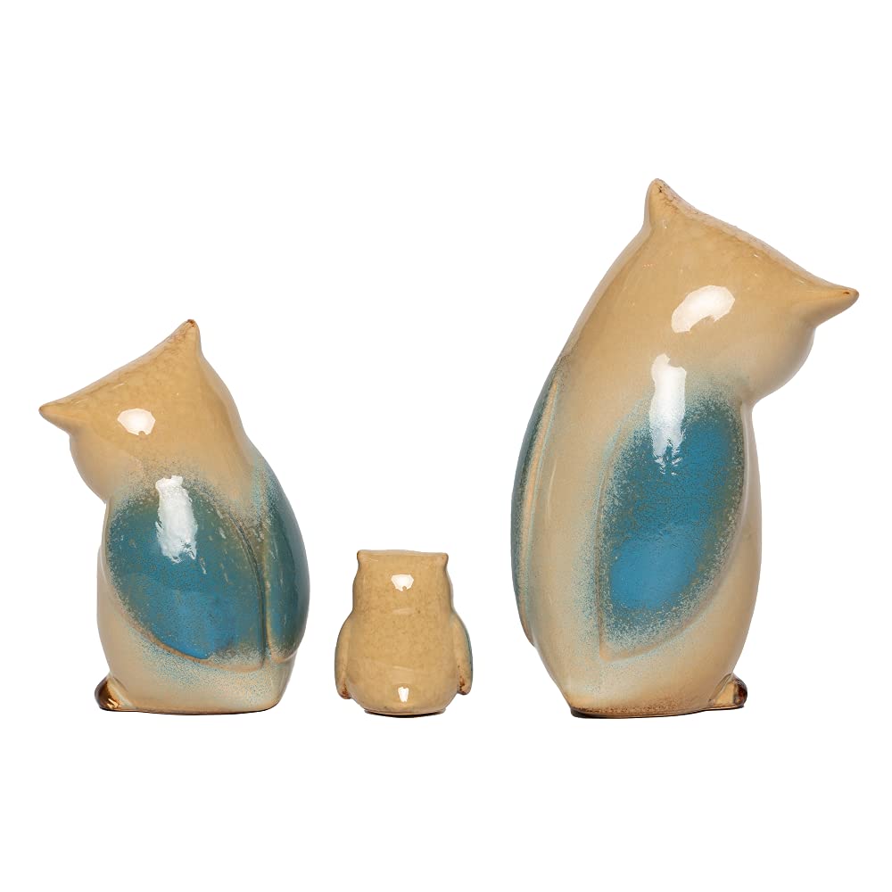 3pcs Ceramic Owl Statue, Owl Family Porcelain Figurine, Garden Animals Ornaments, Figurine Crafts Animals Statue Abstract Sculpture for Home Decor, Event