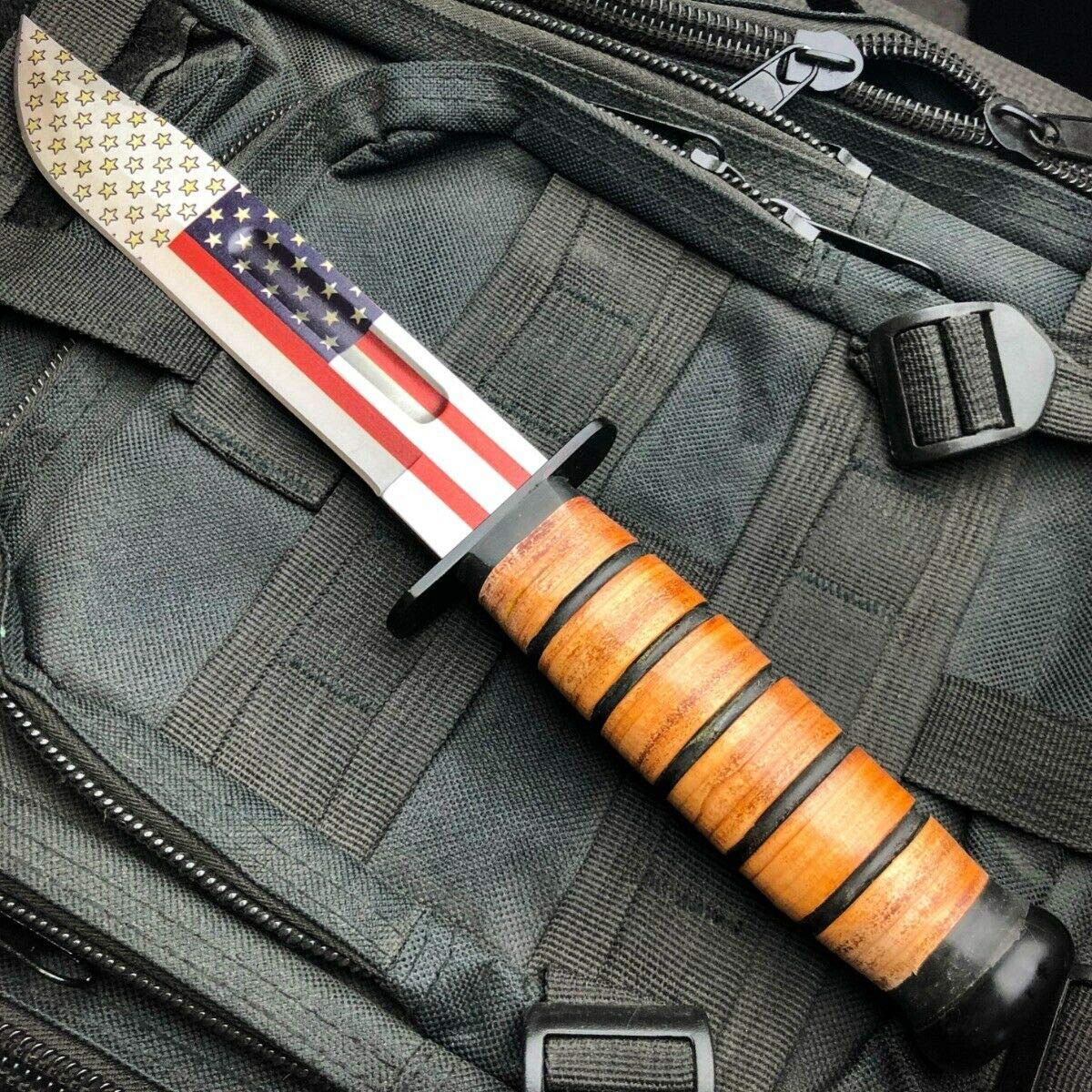 12" Flag Wwii Fixed Blade Survival Hunting Knife