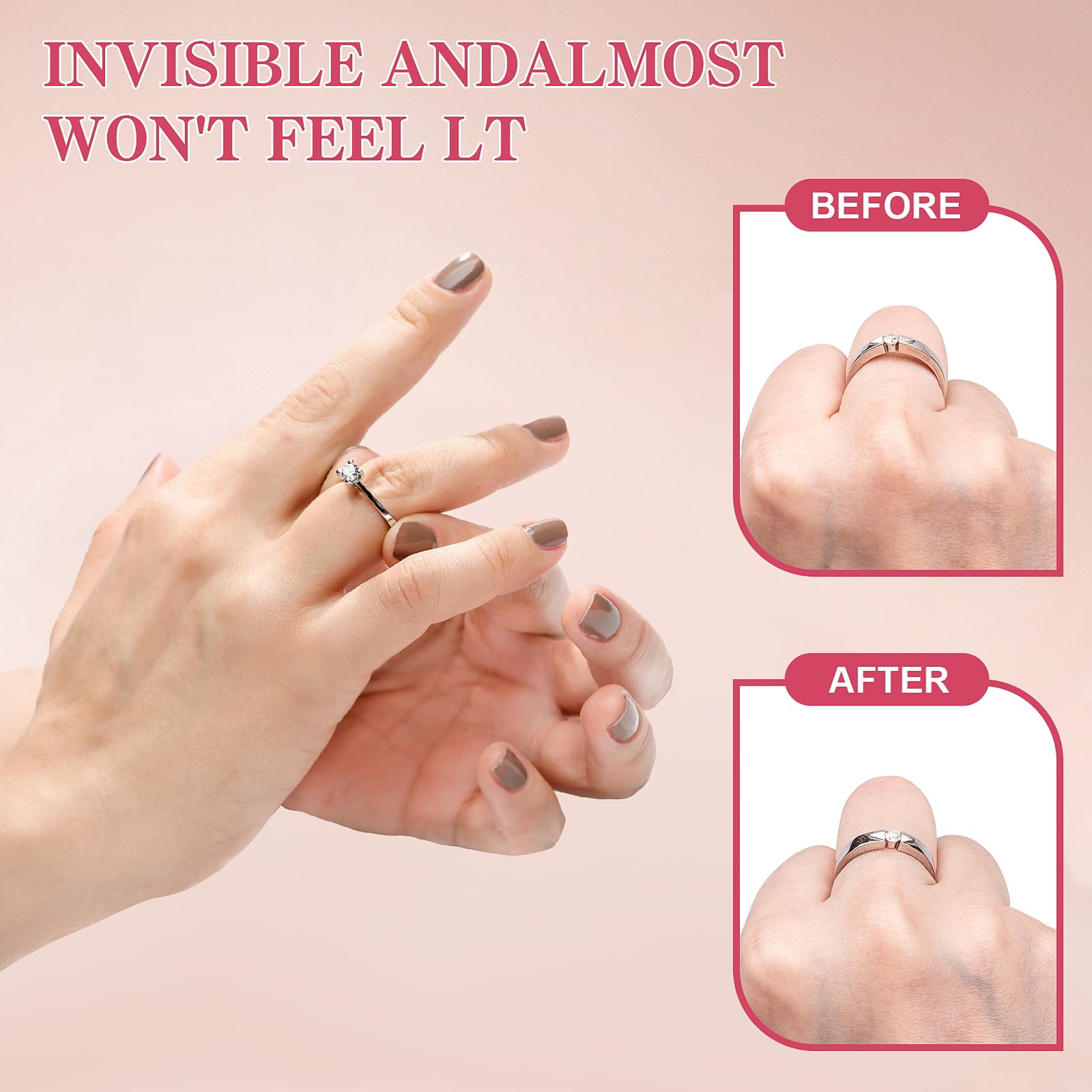 12 Pack Ring Sizers for Loose Rings - 4 Sizes Clear Silicone Ring Size Adjuster, Invisible Ring Guard, Spiral Resizer, and Tightener Spacer, Non-Slip Fit, Adjustable and Comfortable, for Women and Men