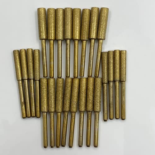 24PCS Diamond Chain Saw Knife Burr, Titanium Plated Stone Micro-Chain Saw Knife Sharpening, Suitable for Gasoline/Electric Chain Saw Polishing Knife Sharpening (5/32 inch, 3/16 inch, 7/32 inch)