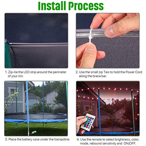 LED Trampoline Lights,Remote Control Trampoline Rim LED Light for 12Ft Trampoline, 16 Color Change by Yourself, Waterproof,Super Bright to Play at Night Outdoors, Good Gift for Kids