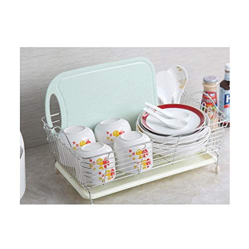 ZSQAI Kitchen shelf-Large Dish Drying Rack Cutlery Holder, Over the Sink, In Sink Or On Counter Dish Drainer, Rustproof Stainless Steel