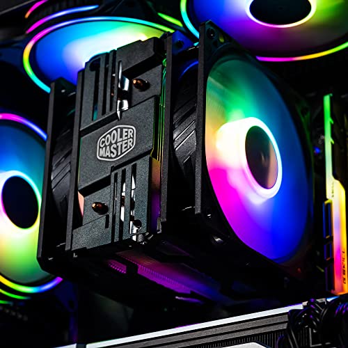 Cooler Master Hyper 212 LED Turbo ARGB CPU Air Cooler - Jet Black Aluminium Finish, 4 Continuous Direct Contact Heat Pipes with Fins, Dual SickleFlow 120 ARGB Fans, ARGB LED Controller - ARGB