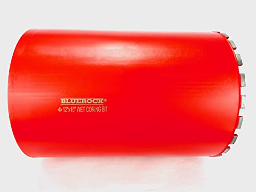 12" Inch Diamond Wet Core Drill Bit 1-1/4” Threaded by BLUEROCK Tools for Concrete Rebar Asphalt Brick Rock Masonry Hole Barrel Coring