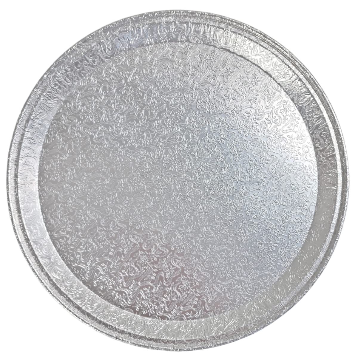 12" Round Flat Aluminum Foil Catering Tray w/Dome Lid - Disposable Cater Serving Pan (Pack of 10 Sets)
