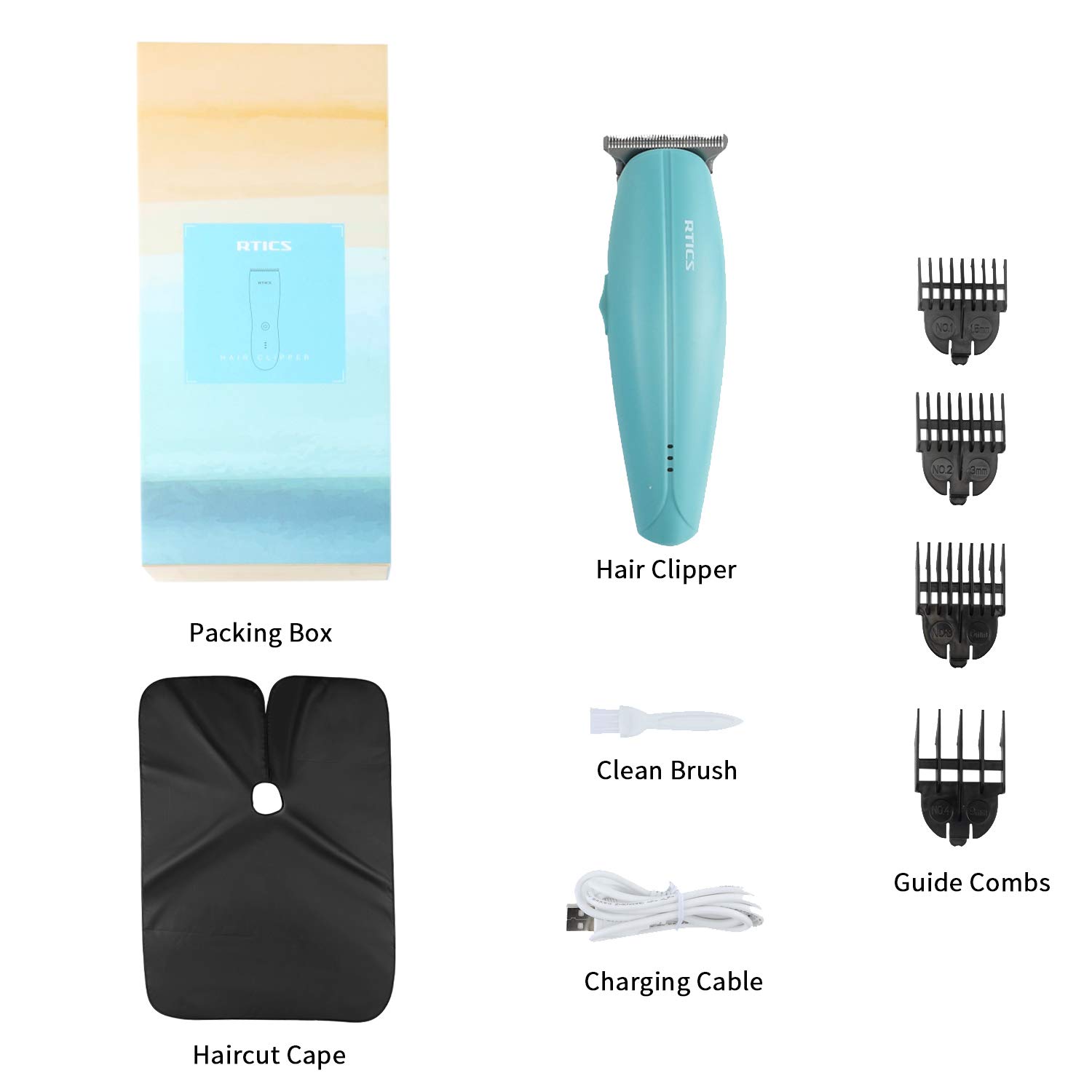 RTICS Hair Clippers for Slicked Hair, Cordless Rechargeable Safety Ceramic Blade Hair Trimmer, Low Noise Restoring Ancient Design Haircut Machine Kit for Men