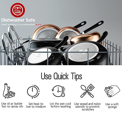 Cook N Home Pots and Pans Nonstick Kitchen Cookware Sets include Saucepan Frying Pan Stockpots 8-Piece, Heavy Gauge, Stay Cool Handle, Black