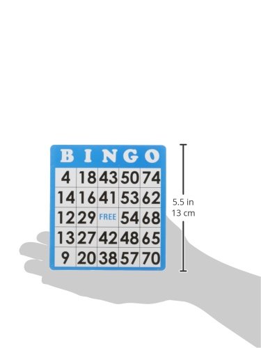 50-Pack Blue Reusable Bingo Cards with Unique Numbers for 50 Players - Family Bingo Game Accessories - Use with Clear Chips