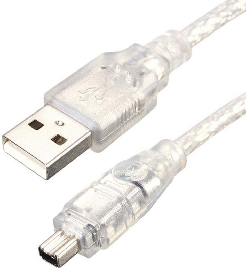 USB 2.0 Male to IEEE 1394 Mini 4Pin Male iLink Firewire DV Adapter Cord Cable Compatible with Sony DV