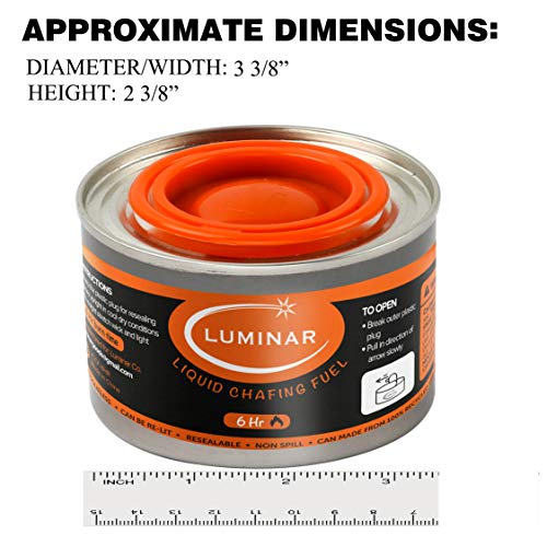 24 pc 6 Hour Liquid Cooking Chafing Dish Fuel Cans, Food Warmer Heat for Buffet Burners, Parties, Weddings, Banquets, Catering Events, Bulk, Easy to Open, Resealable Covers