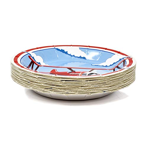 Airplane Party Supplies Tableware Set 24 9" Dinner Plates 24 7" Plate 24 9 Oz. Cups 50 Lunch Napkins Time Flies Taking Flight Plane Themed Disposable Paper Goods For Baby Shower & Birthday Party Decor