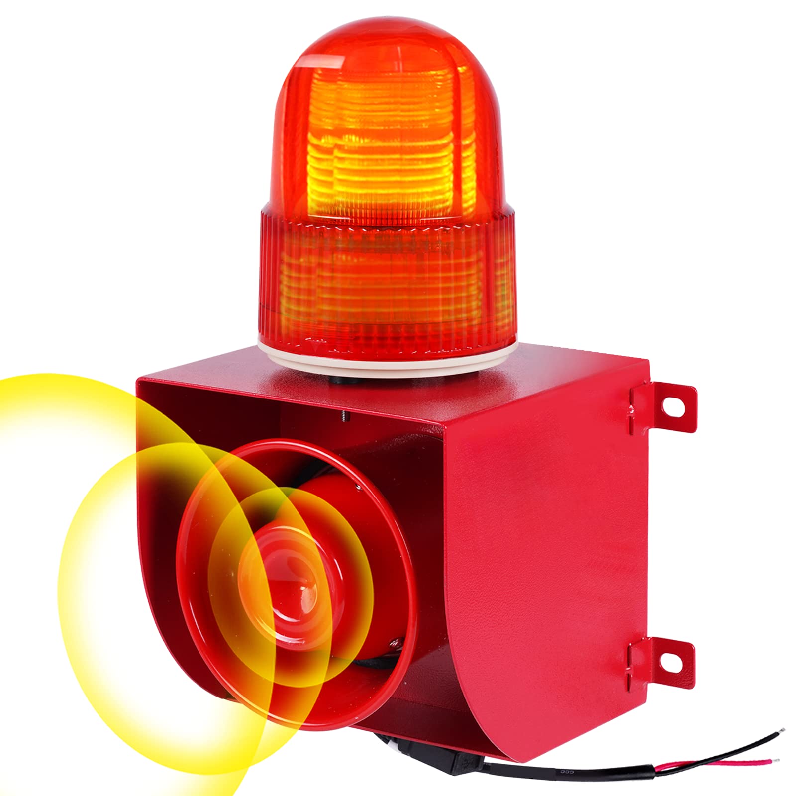 Saladulce Industrial Siren Alarm Horn Strobe Loud Flashing Alarm Siren AC110V 120dB Outdoor Siren Safety Alarm Horn Indoor Warning Siren Light Emergency Waterproof