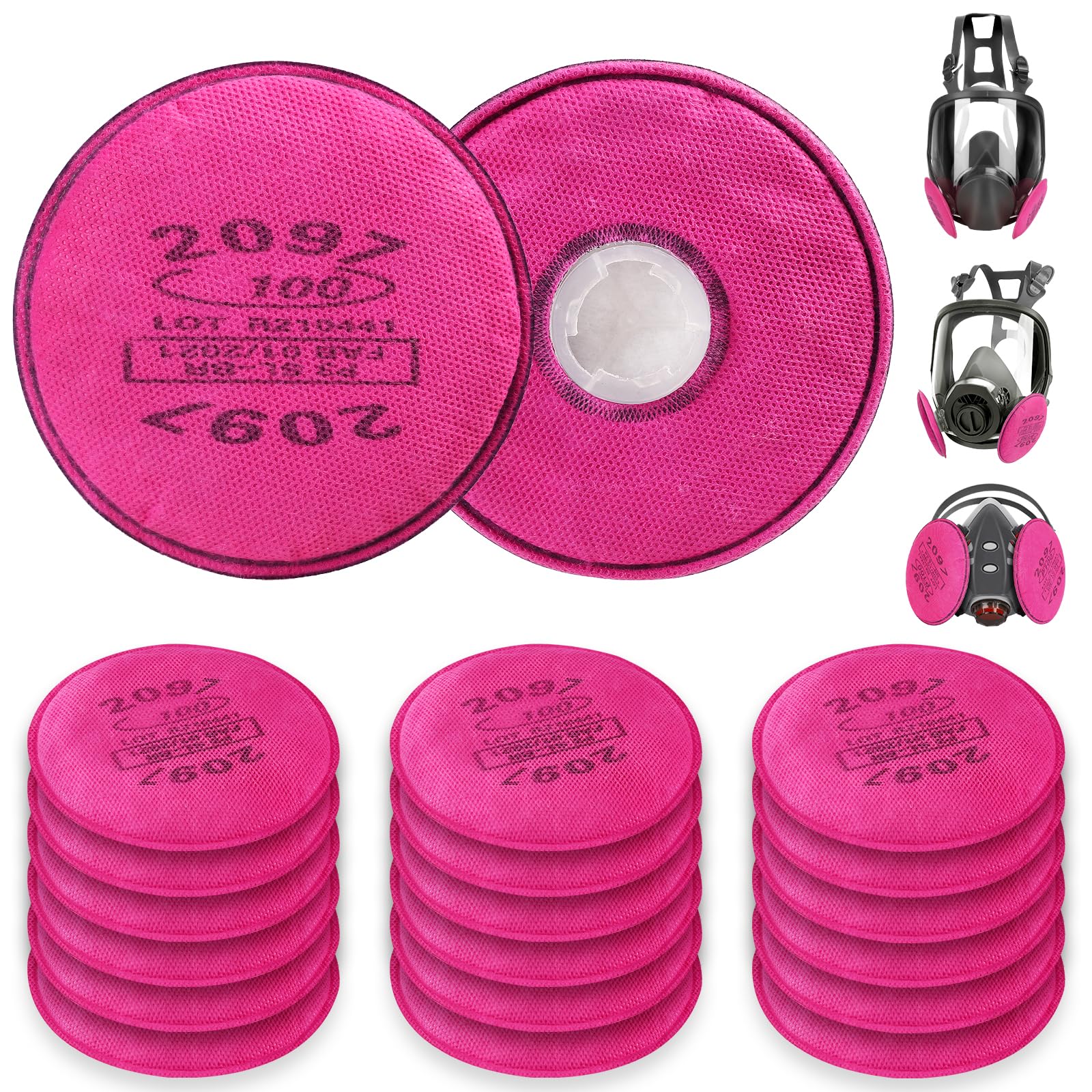 20PCS 2097 Particulate Filter for Respirator,Respirator Cartridge with Activated Carbon Layer for 6200,6502,6800,7502 Respirator Mask,Filters Solid Particulate Matter,Lead Paint,Dust,Asbestos etc.