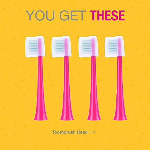 4-Pack Replacement Toothbrush Heads for Sonic V200 Rechargeable Kids Electric Toothbrushes, 7X More Plaque Removal, End-Rounded Soft Bristles, Comfortable & Efficient Clean Teeth, Perfect for Kids