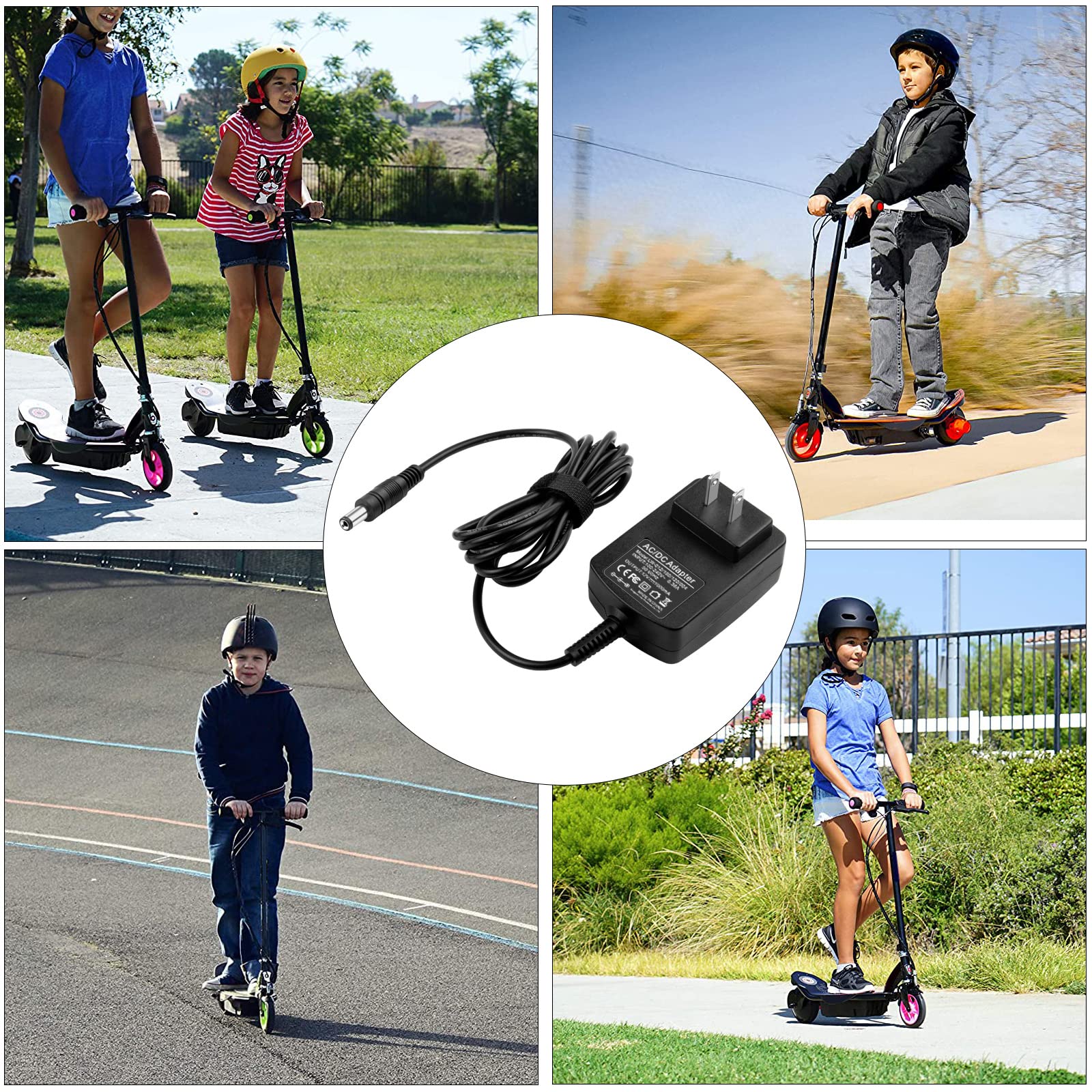 12V 1A Power Adapter for Razor Power Core 90, E90 E95 95 Charger, ePunk, XLR8R, Electric Scream Machine, Kids Ride On Toys, Electric Scooter Power Supply - 6.5 FT Battery AC DC Power Cord Charge