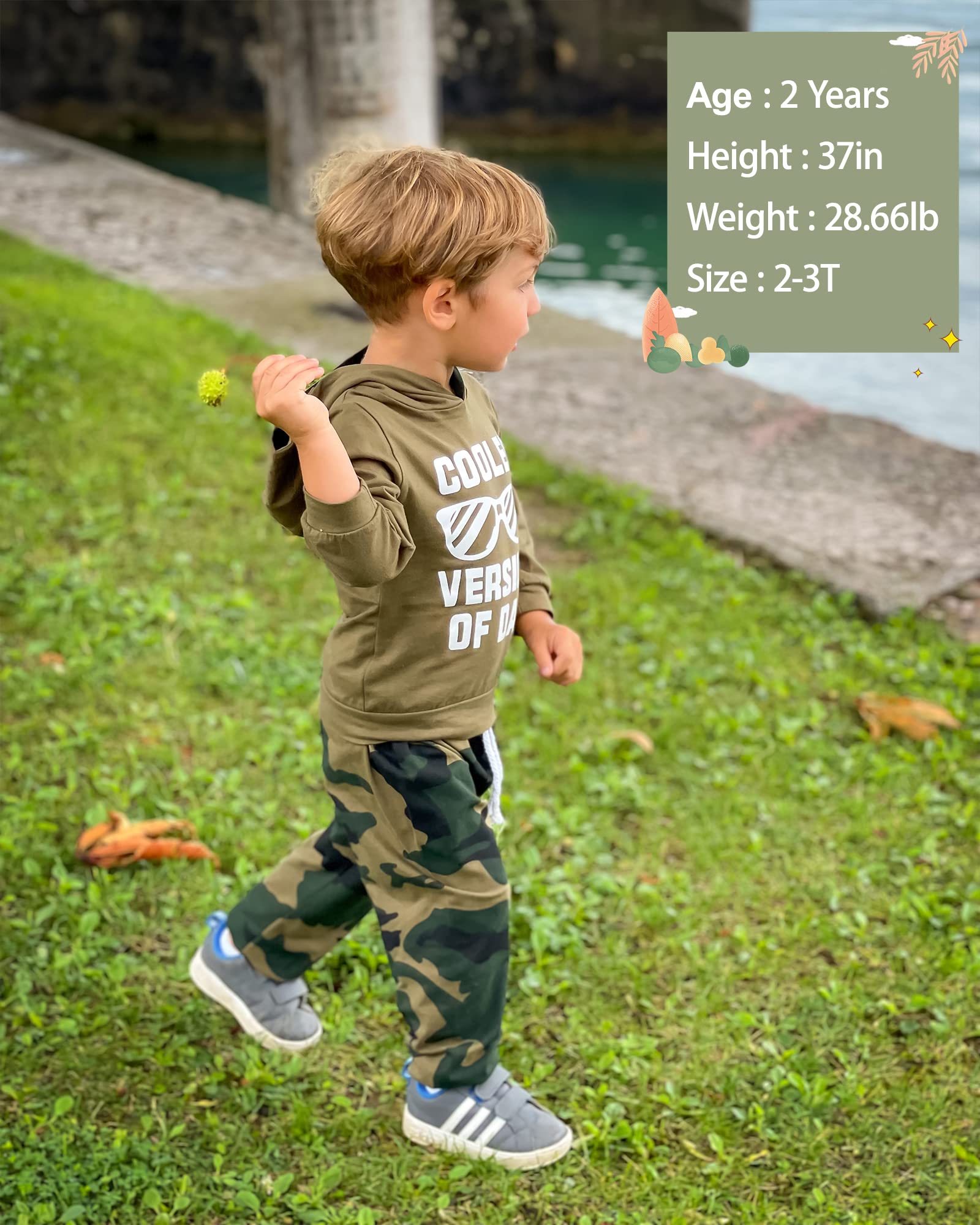 ZOEREA Toddler Baby Boys Clothes Letter Printed Hoodie Sweatshirt Tops+Camouflage Long Pants 2PCS Outfits Set