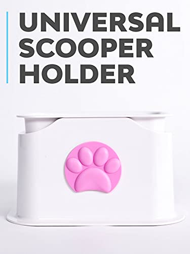 iPrimio Universal Cat Litter Scooper Holder - Durable with Heavy Scoopers Holding Stability - Kitty Litter Box Accessory - Works with All Plastic and Metal Cat Litter Scoops - Four Color Options