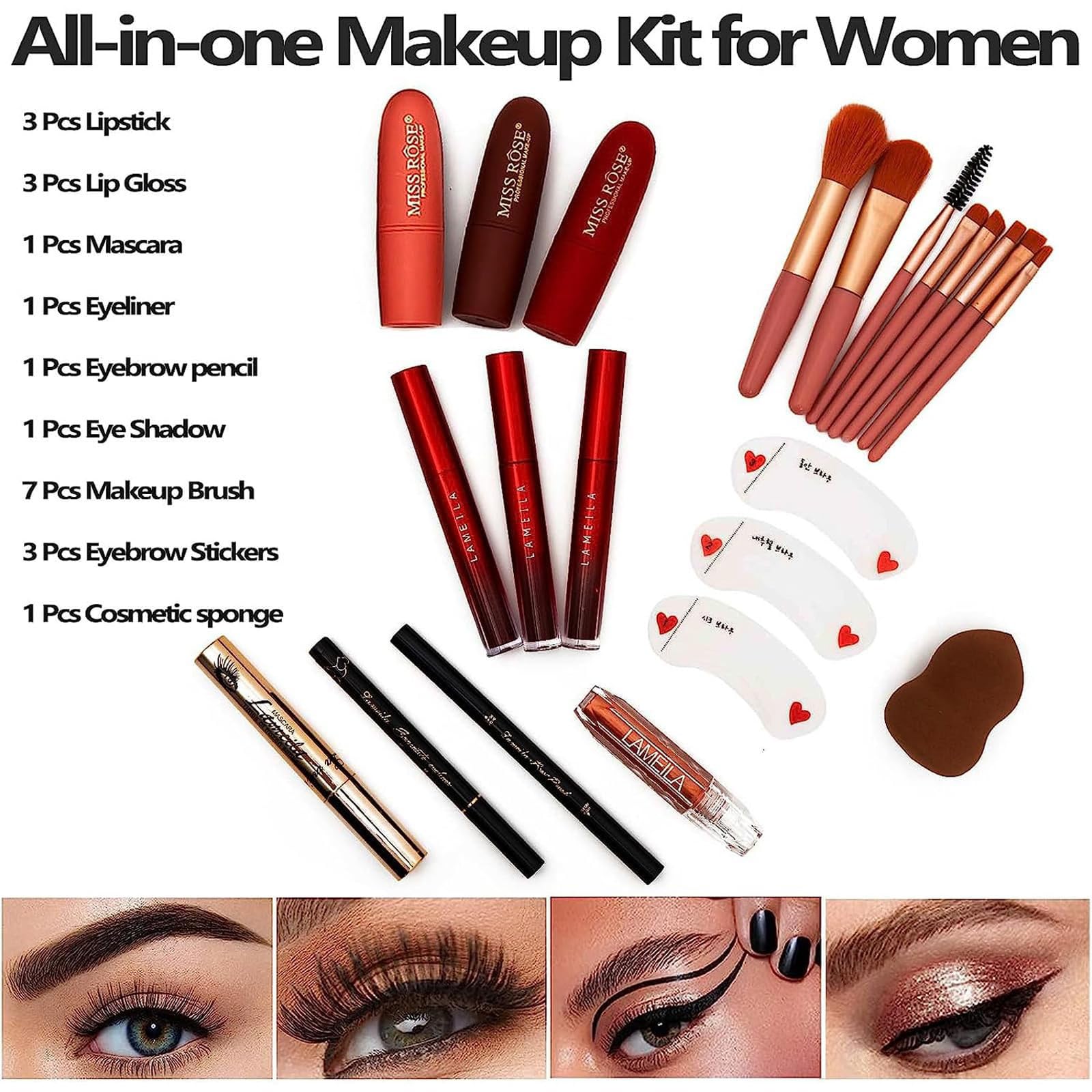 109 Color All- In- One Makeup For Women Full Kit,Professional Makeup Kit,Makeup Gift Set for Women &Girls,Include eyeshadow/lipstick/concealer/Lip Gloss/Eyeliner/Mascara/Makeup Brushes(Set 2)