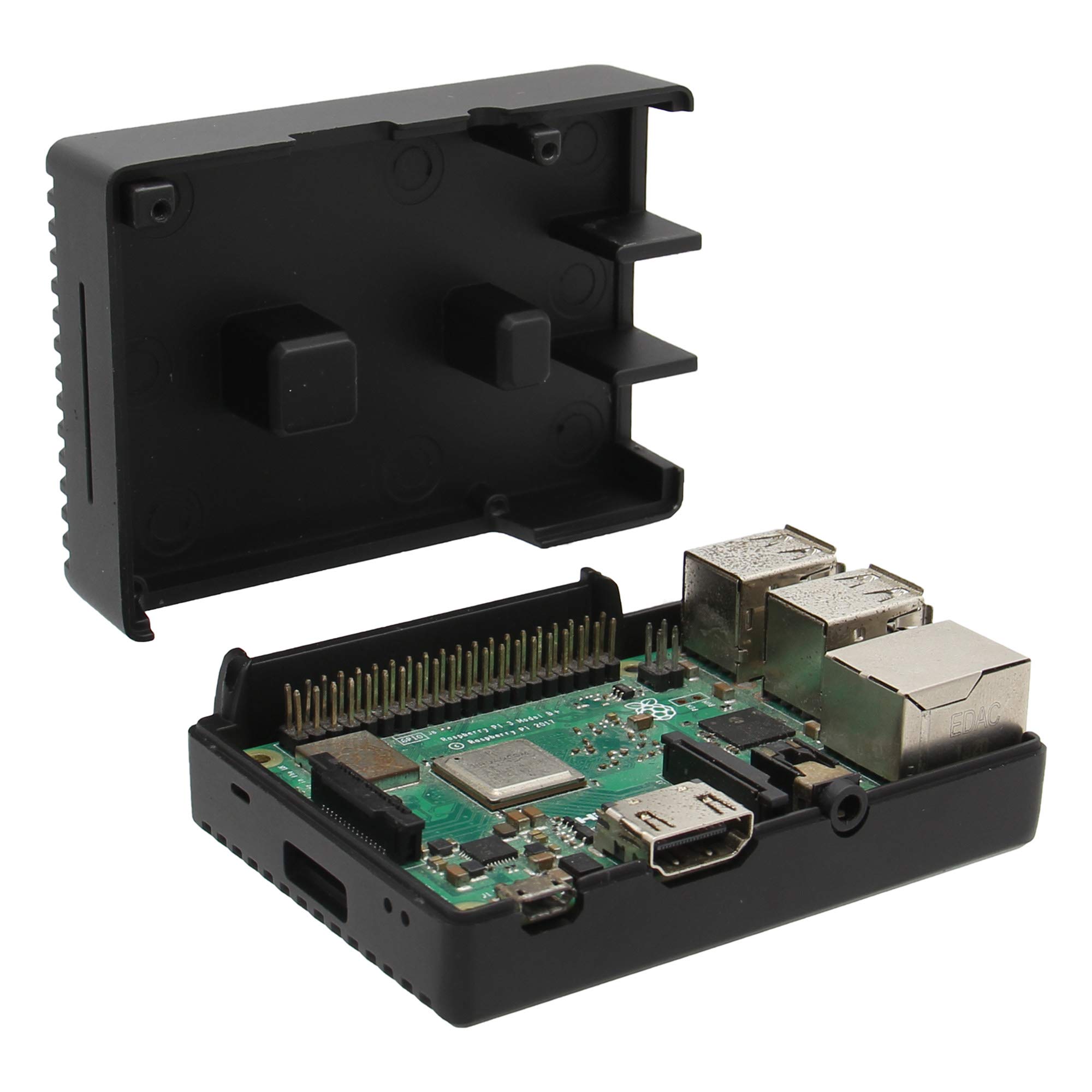 Geekworm for Raspberry Pi 3 B+ Case, Aluminum Alloy Heavy Duty Passive Cooling Metal Case with Heatsink Pillar Compatible with Raspberry Pi 3 Model B+/Raspberry Pi 3 Model B-Black (P252)