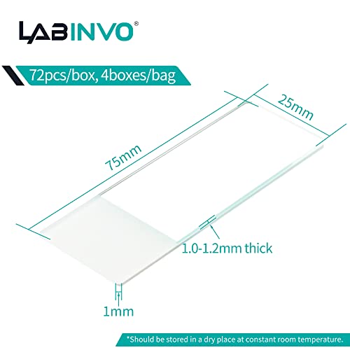 LABINVO Pre-cleaned Frosted Microscope Slide Set, 288Pcs of Dim.75.0X25.0X1.1mm Slides, 45°Corners, Super Grade, Ground Edges, with A Mark Pen, IN-MSP002