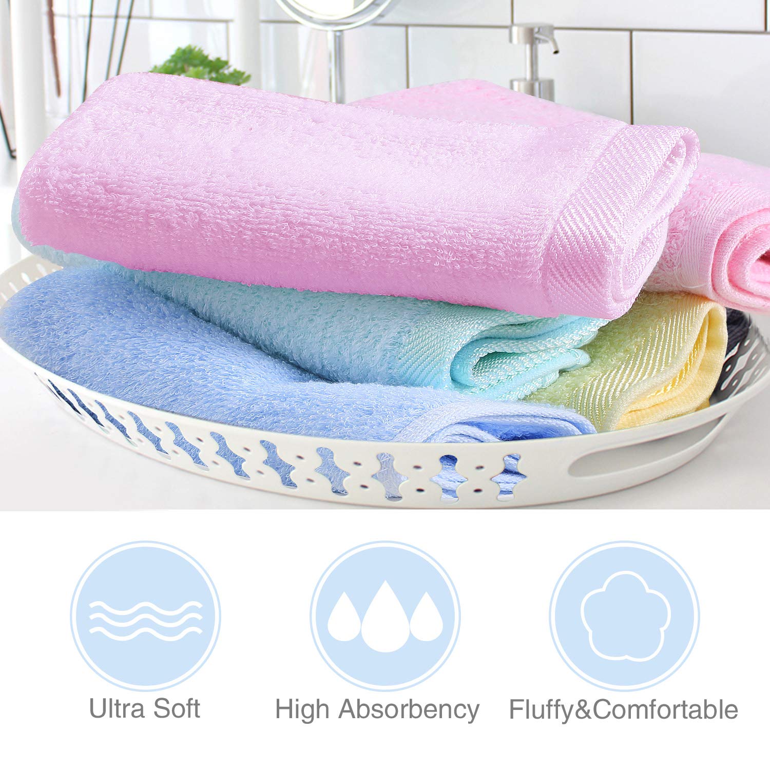 Yoofoss Hand Towels Face Washcloths Towel Set for Bathroom-Kitchen-Hotel-Multi-Purpose, Ultra Soft, Absorbent, 13" x 29" - 4 Pack