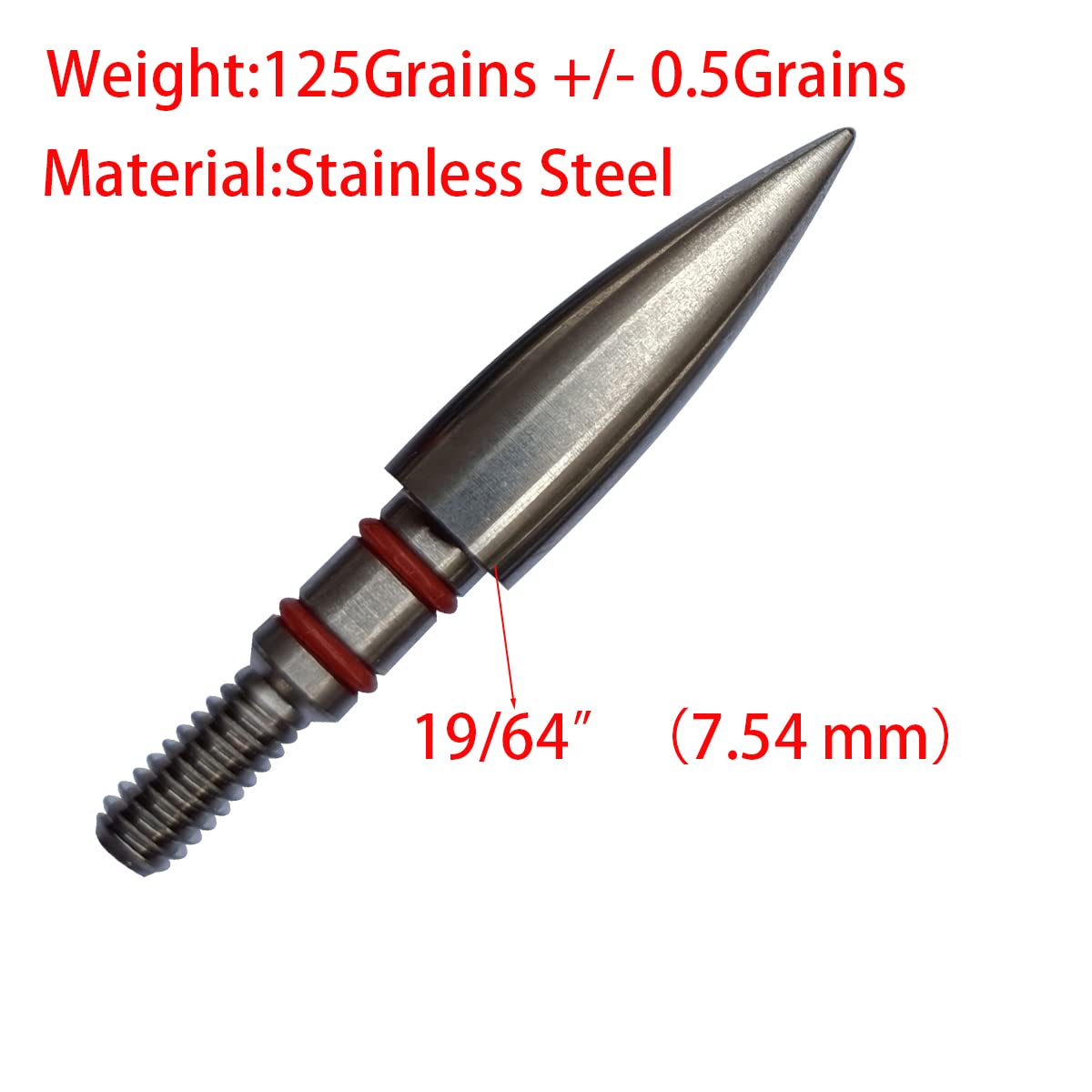 100 Grains Field Points,Stainless Steel Archery Field Points Screw in Archery Field Tips (12 Pack) (19/64″ 100 Grains)