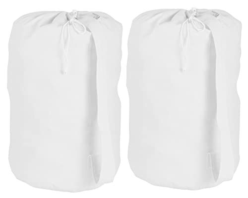 Accent Home Cotton Canvas Laundry Bags With Drawstring 2 Pack LARGE Travel Storage Bags 15" x 28", Heavy Duty Multi Use | Washable Dirty Clothes Organizer | Easy Fits a Laundry Hamper Mesh Basket