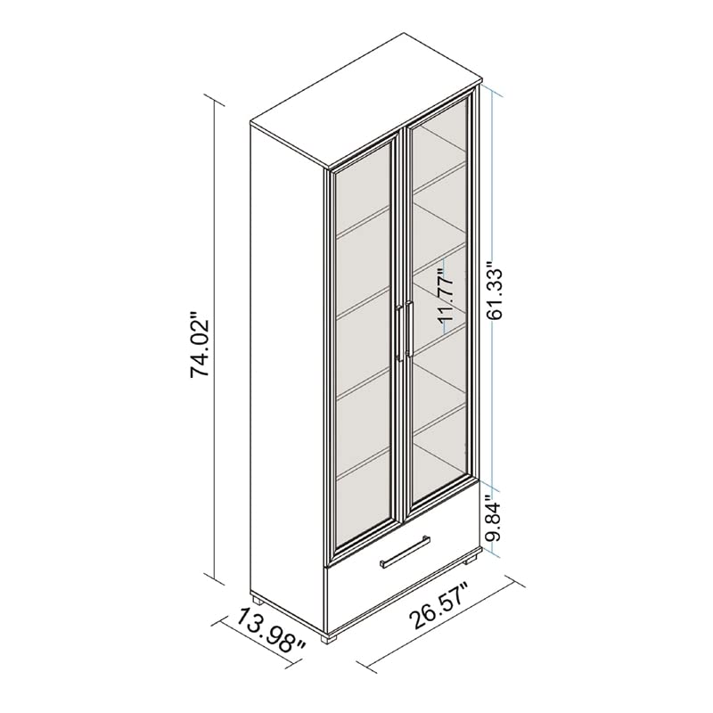 Accentuations by Manhattan Comfort -MC Serra 5 shelves Bookcase 1.0, White