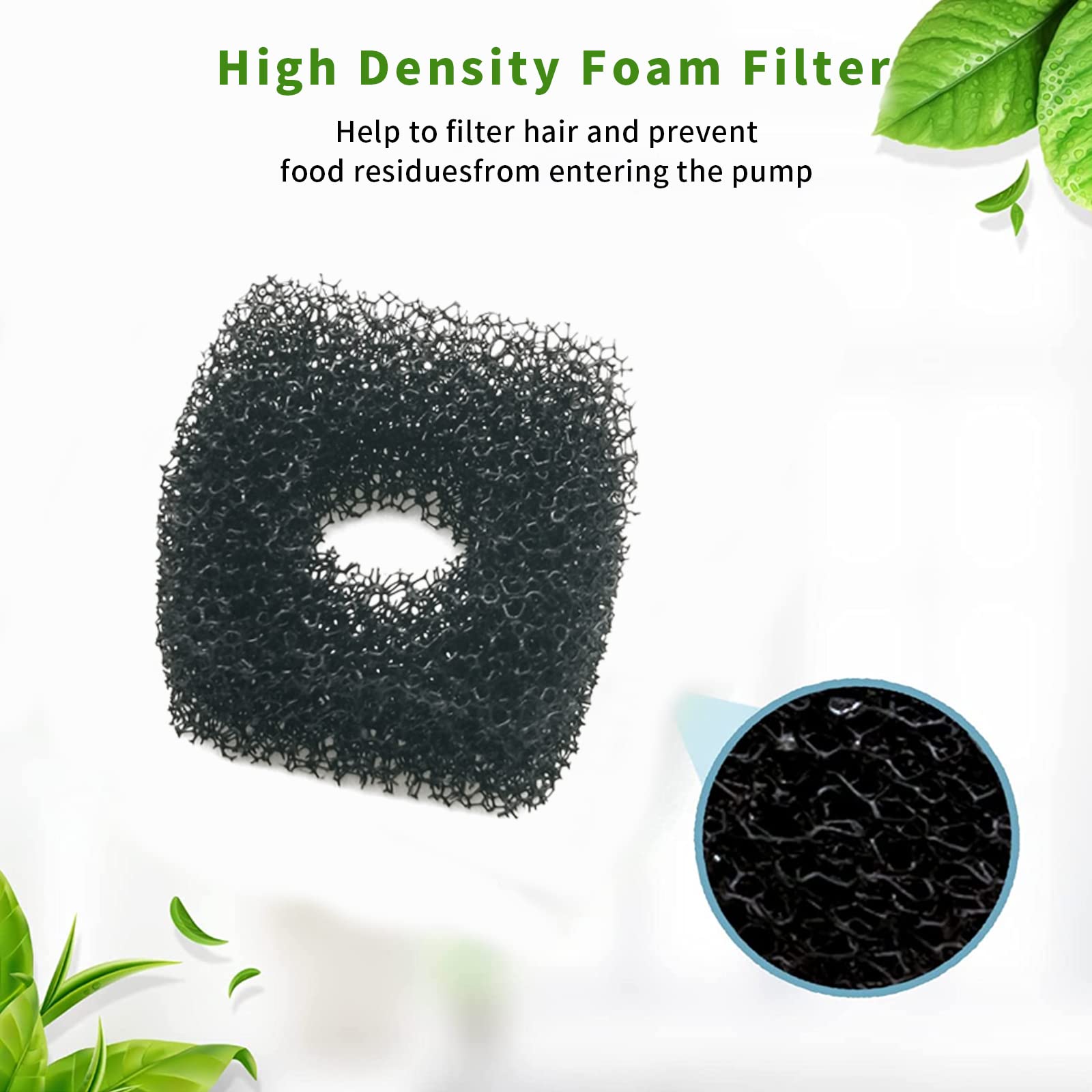 12 Pack Cat Water Fountain Foam Filters, Pre Filter Sponge Replacement for 67oz/2L Pet Fountain, Compatible with D30 D60 Pump