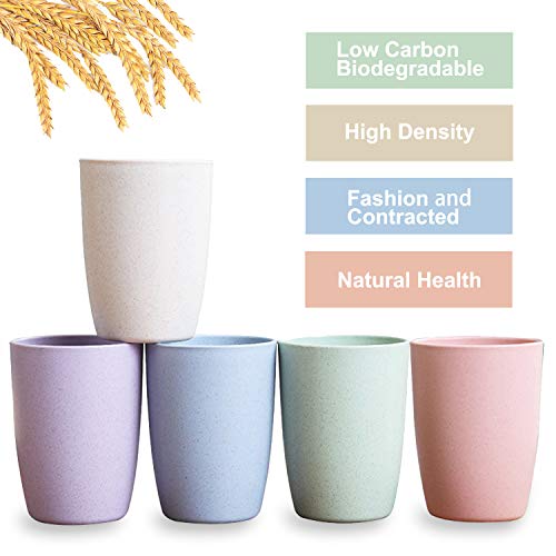 DeeCoo Eco-friendly Unbreakable Reusable Drinking Cup (12 OZ), Wheat Straw Stackable,Biodegradable Healthy Tumbler Set 15, Reusable Bathroom Drinking Cup,Dishwasher Safe