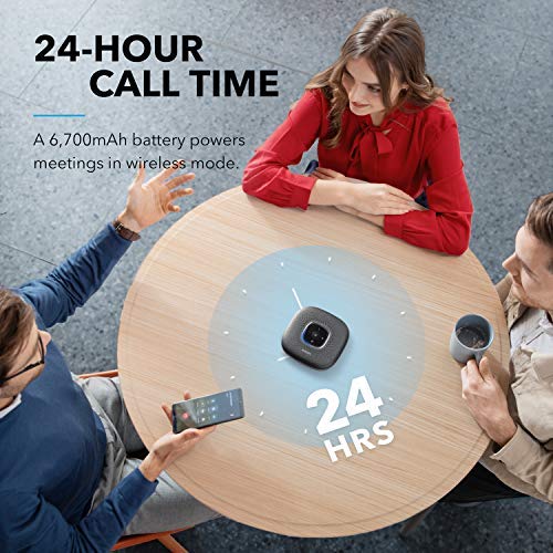 Anker PowerConf Speakerphone, 6 Mics, Enhanced Voice Pickup, 24H Call Time, Bluetooth 5, USB C, Zoom Certified Conference Speaker, Compatible with Leading Platforms For Home Office